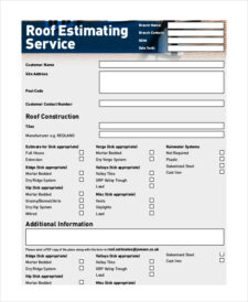 √ Printable Roof Estimate Template