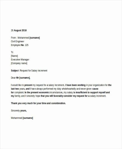 Example of Printable Salary Request Letter Template | Templateral