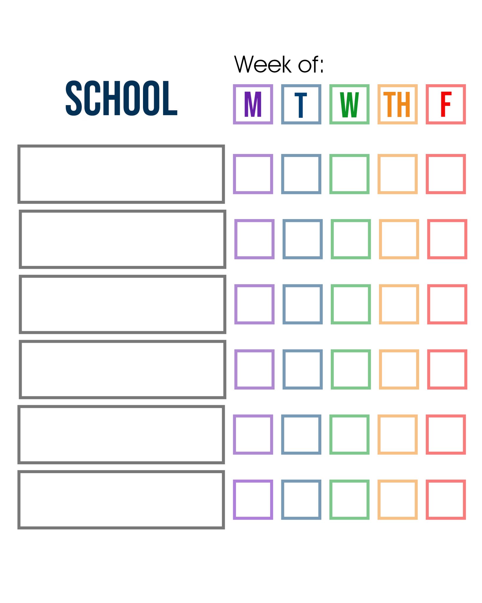 √ Printable School Daily Schedule Template