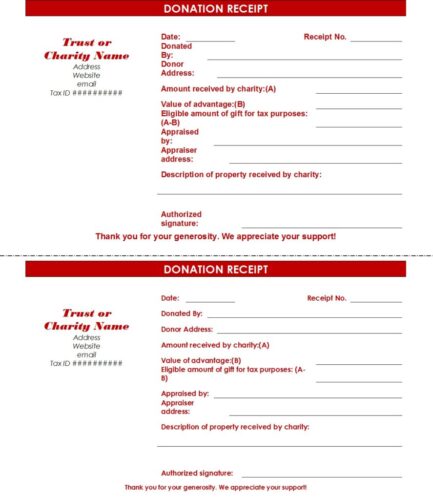 √ Printable Sponsorship Receipt Template