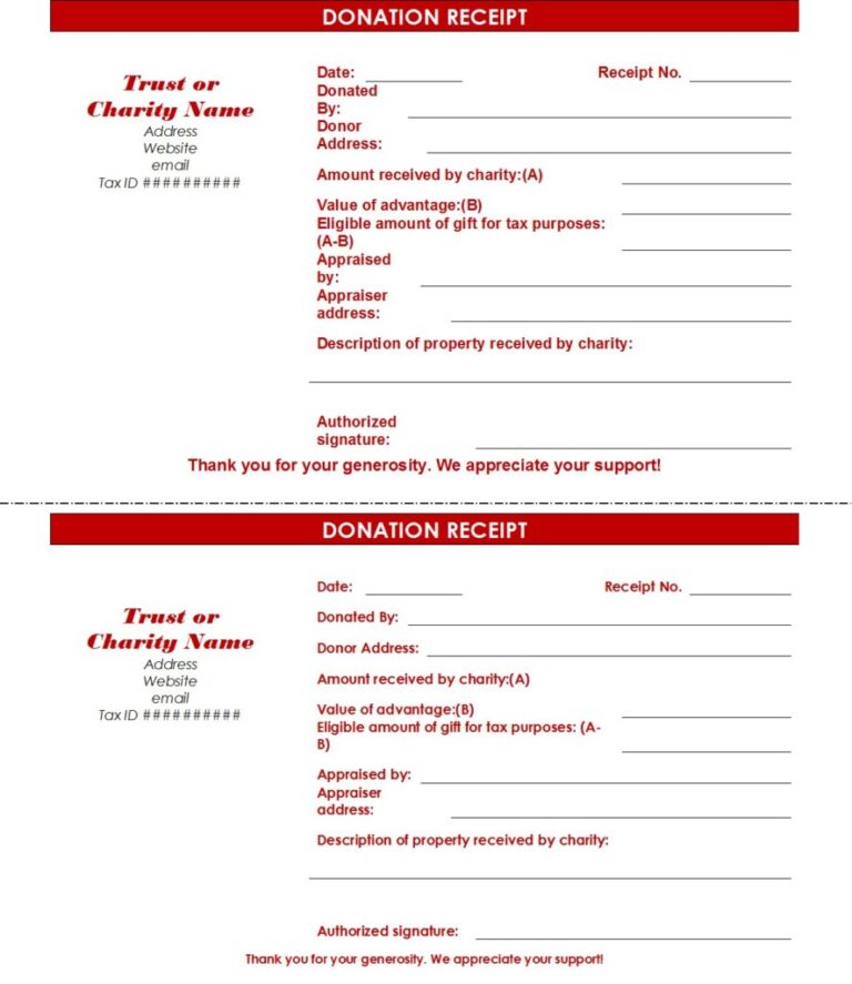 √ Printable Sponsorship Receipt Template