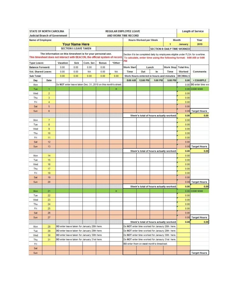 √ Printable Vacation and Leave Tracker Template