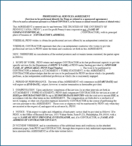 √ Free Printable Professional Services Agreement Template