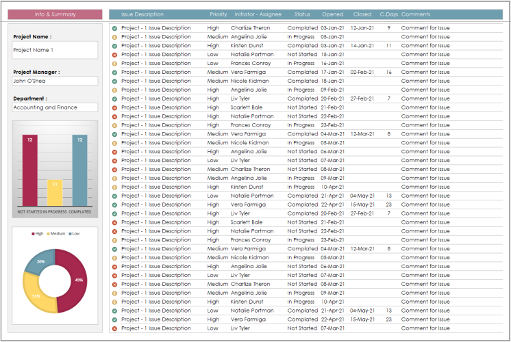 Example Of Project Issue Tracker Template Templateral
