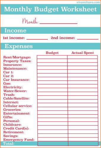 √ Recreational Activity Budget Worksheet Template