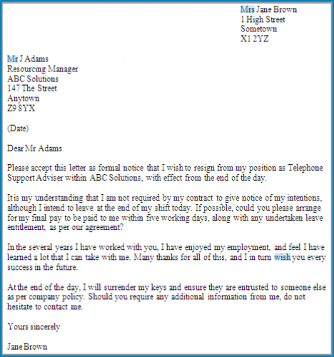  Tips And Trick To Give Resignation Letter Without Notice Templateral