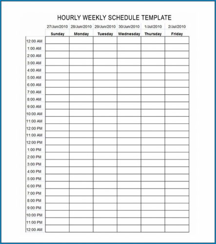 √ Free Editable Schedule Template Hourly