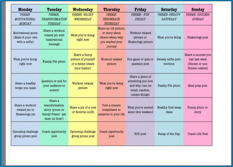 √ Free Printable Social Media Post Schedule Template