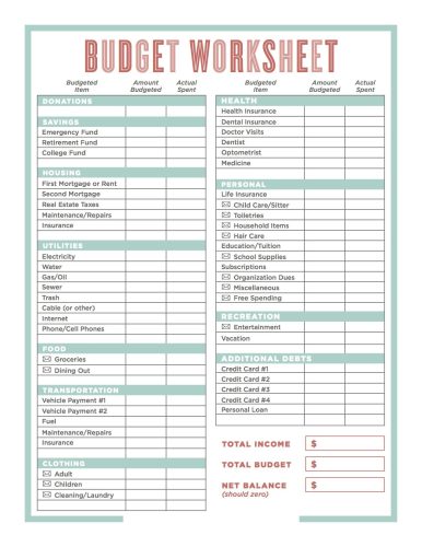 √ Spending And Savings Worksheet Template