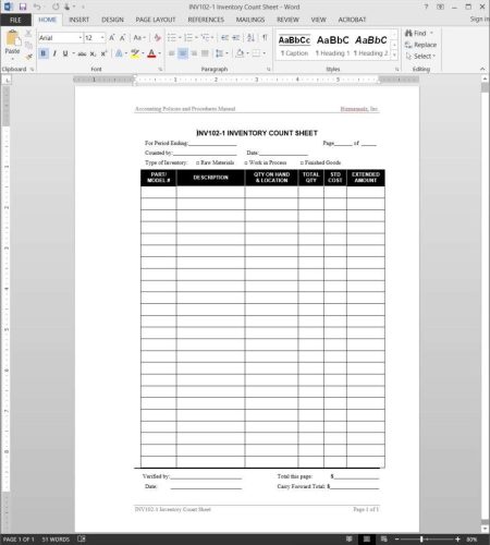 √ Free Stock Count Sheet Template (Excel)