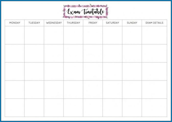 √ Free Printable Timetable Template