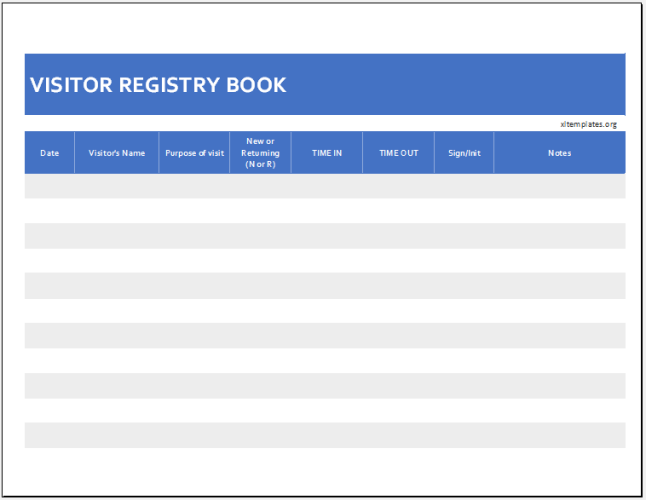 √ Free Visitor Registry Book Template (Excel)
