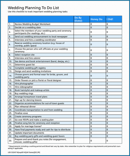 √ Free Printable Wedding To Do List Template