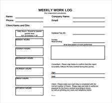 Example of Weekly Telework Log Template | Templateral