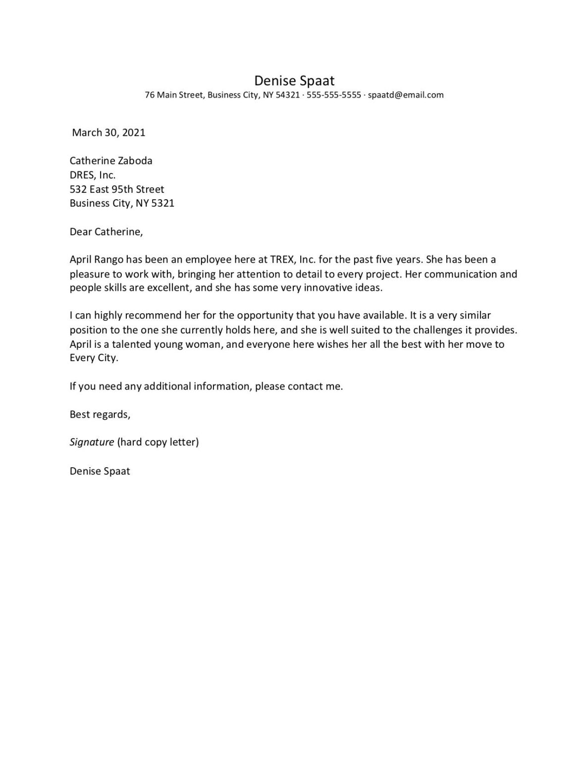 √ Work Reference Letter Template (Word)