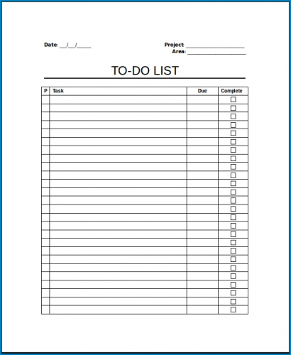√ Free Printable Work To Do List Template
