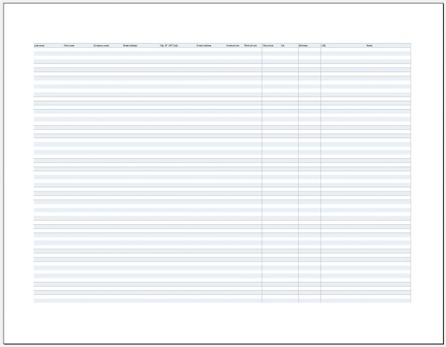 √ Free Printable Excel Address Book Template