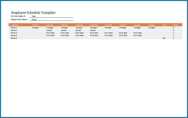 √ Free Printable Excel Employee Schedule Template