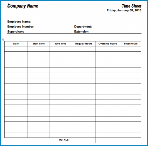 √ Free to Download Excel Timesheet Template With Formulas