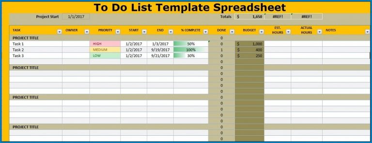 √ Free Printable Excel To-Do List Template