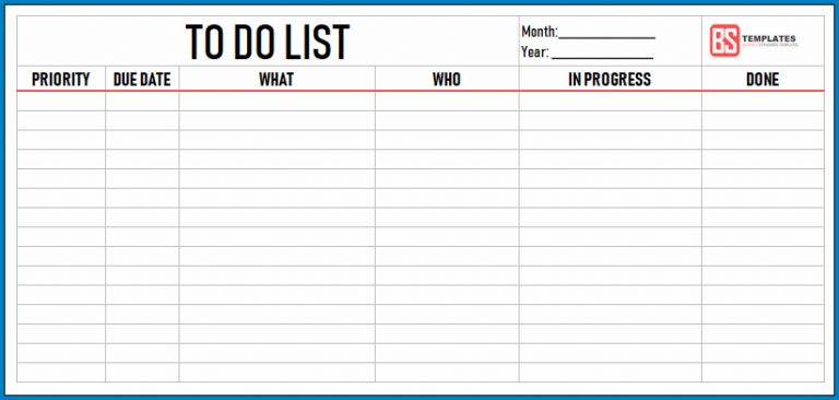 √ Free Printable Excel To-Do List Template