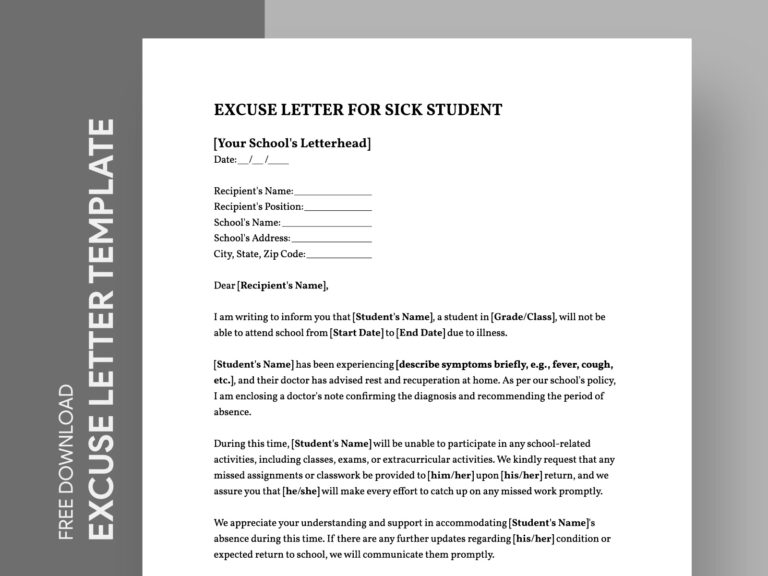 √ Free Editable Excuse Letter Template (Word)