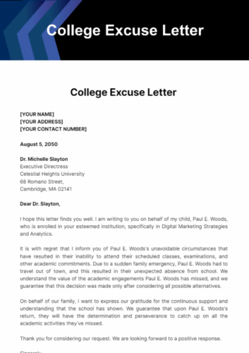 √ Free Editable Excuse Letter Template (Word)