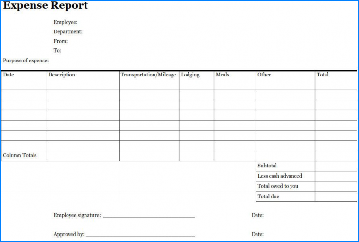 √ Free Printable Expense Report Form