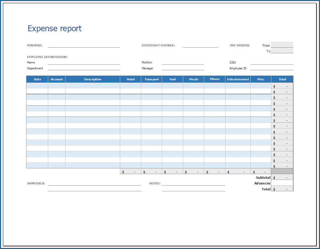  Free Printable Expense Report Template Templateral