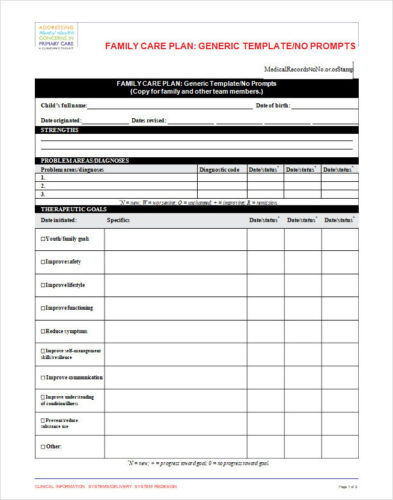 √ Free Printable Treatment Plan Template
