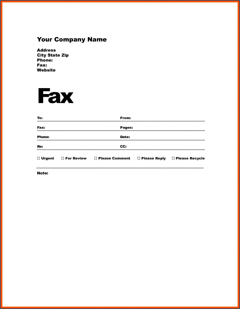 √ Free Printable Fax Cover Letter Template
