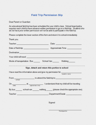 √ Free Printable Field Trip Permission Slip Template