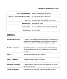 Formative Assessment Policy Template | Templateral