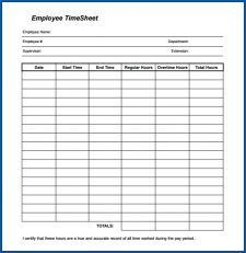 Free Printable Time Sheets PDF Example | Templateral