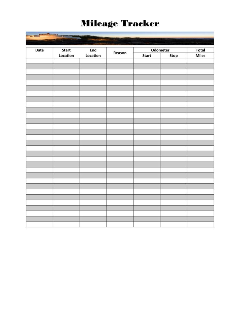 √ Free Gas Mileage Worksheet Template (Excel)