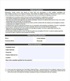 √ Free Printable Employee Referral Form Template