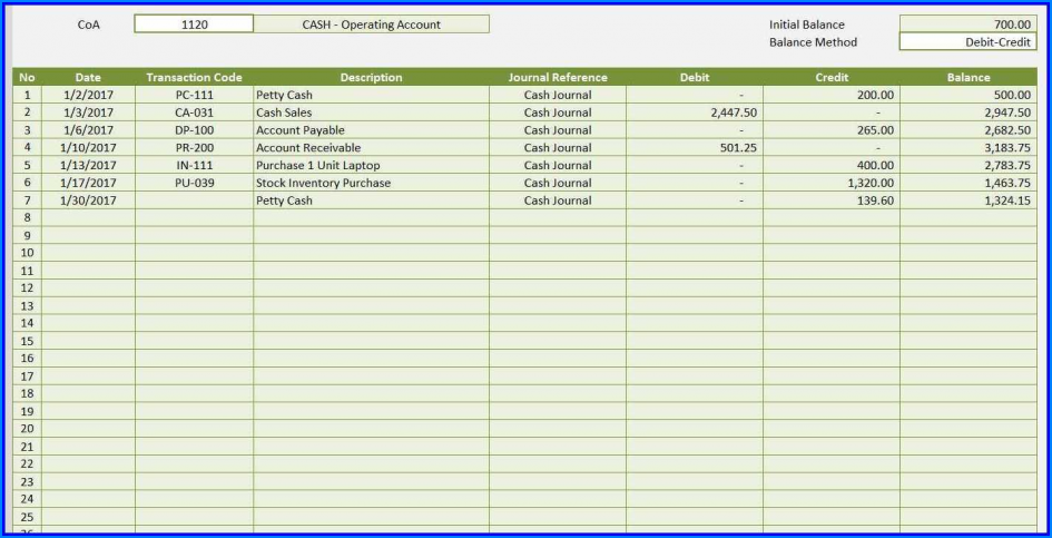 √ Free Printable General Ledger Template