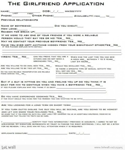 √ Girlfriend Application Form (Word)