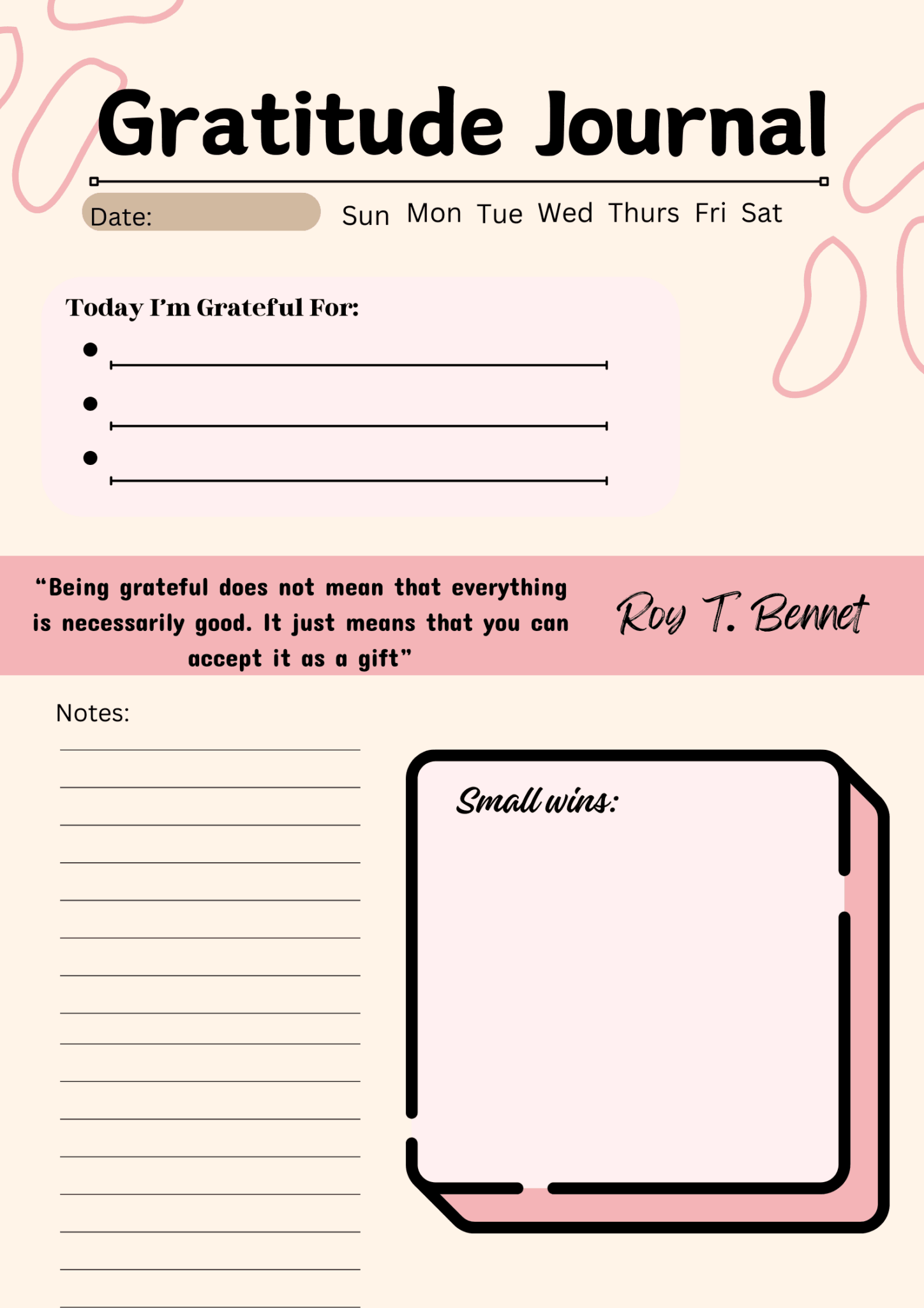 √ Free Printable Gratitude Journal Template