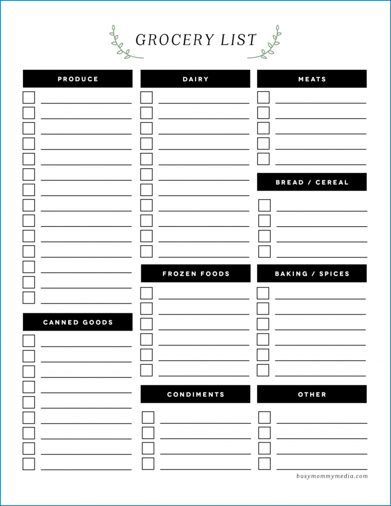 Grocery List Template Sample | Templateral