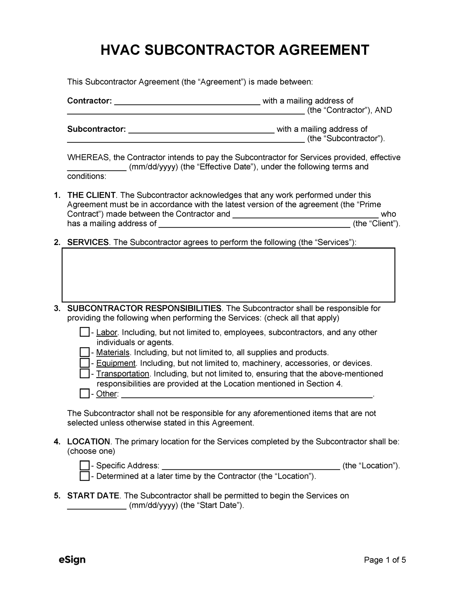 √ HVAC Contract Template (Word)