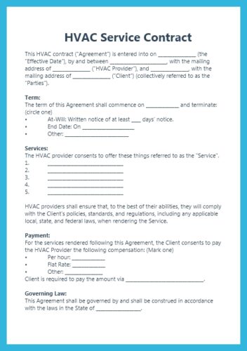 √ HVAC Contract Template (Word)