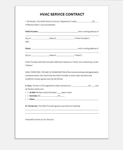 √ HVAC Contract Template (Word)