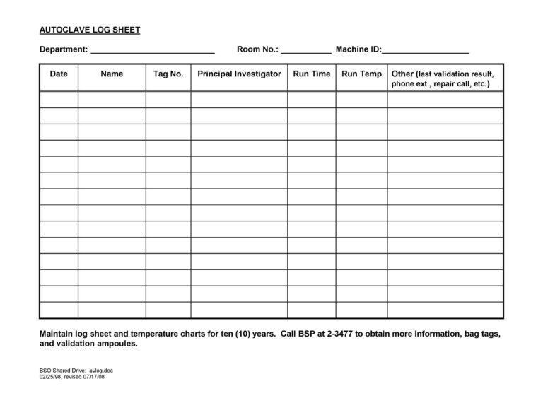 √ Free Hardware Log Sheet Template (Excel)