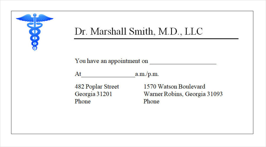 √ Free Printable Appointment Card Template