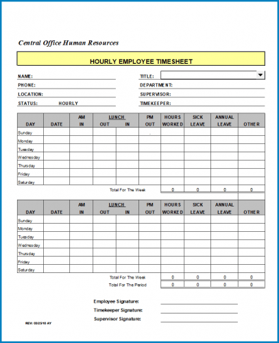 √ Free Printable Hourly Timesheet Template
