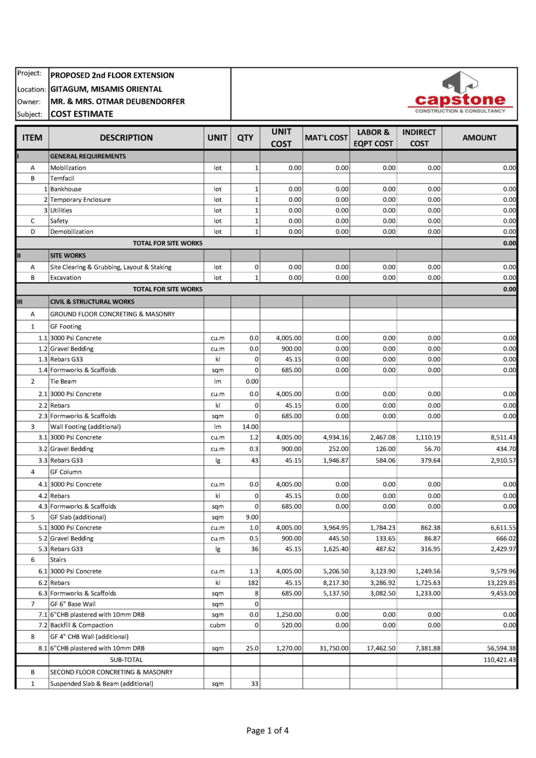 √ House Construction Bill of Material Template (Excel)