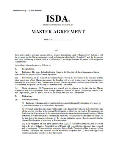 √ ISDA Agreement Template (Word)