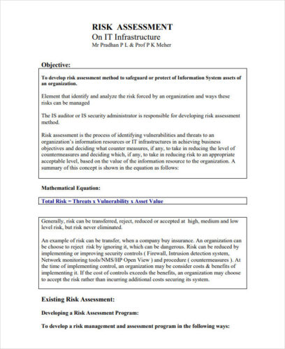 √ Free Printable IT Risk Assessment Template