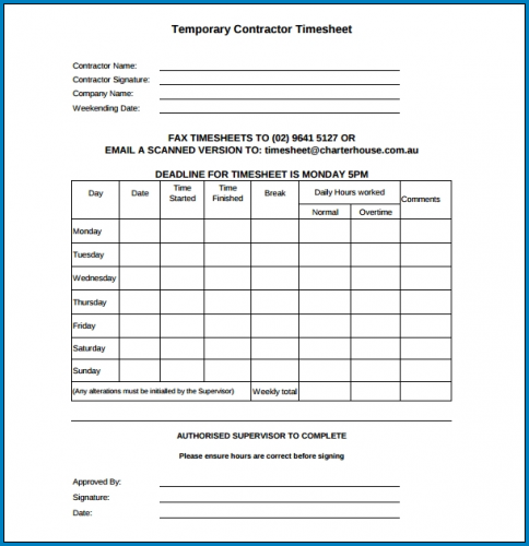 √ Free Printable Independent Contractor Timesheet Template